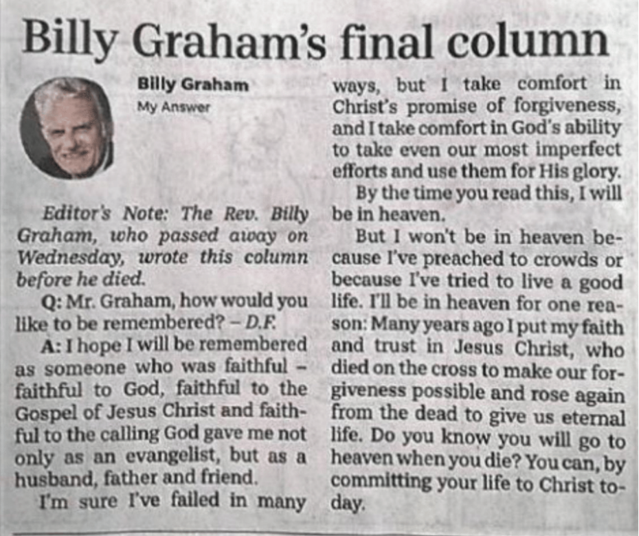 Billy Graham's Final Contradiction - Grace Evangelical Society
